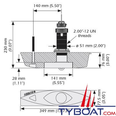 Airmar - Sonde traversante bronze B744VL 600W - 50/200 KHz avec ...