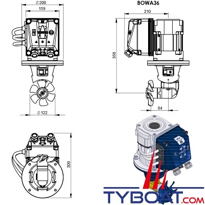 Vetus - Propulseur BOW PRO - Pour tunnel Ø 125 mm - 36kgf 12 Volts ...