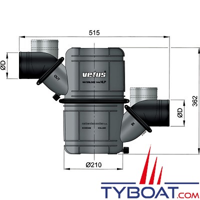 VETUS - Waterlock HEAVY DUTY synthétique noir type NLP75 Ø75 mm avec ...