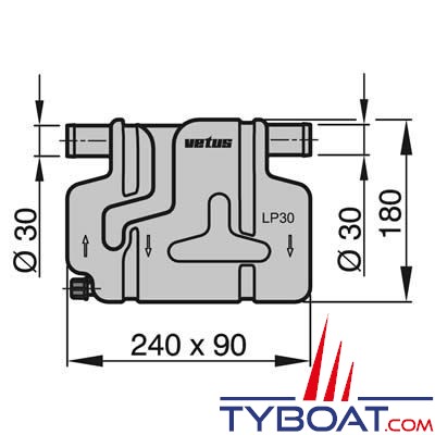 Waterlock Vetus type LP Ø 30mm 2,3L VETUS WLOCKLP30 - TYBOAT.COM