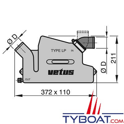 Waterlock Vetus type LP Ø 50mm 4,3L VETUS WLOCKL50R - TYBOAT.COM