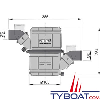 Waterlock Vetus type NLP Ø 45mm 4.5L VETUS NLP45 - TYBOAT.COM
