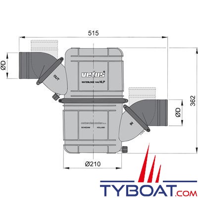 Waterlock Vetus type NLP Ø 50mm 10L VETUS NLP50S - TYBOAT.COM